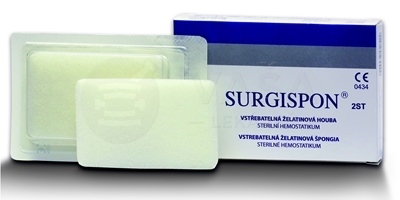 Surgispon Standard Vstrebateľná hemostatická špongia (80 x 50 x 10 mm) 2 ks
