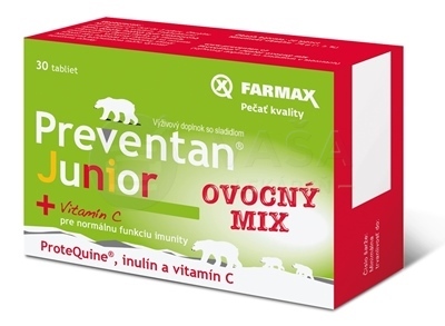 Farmax Preventan Junior + Vitamín C 30 tabliet ovocný mix
